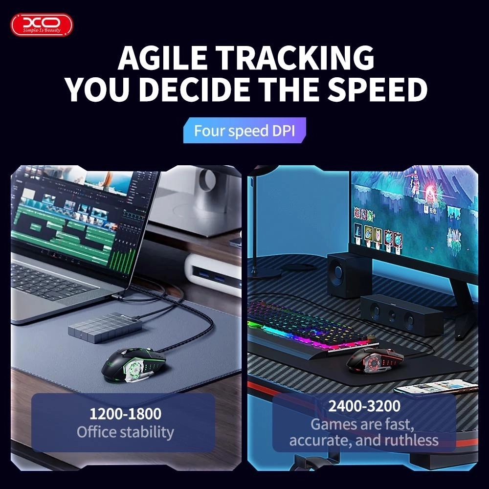 XO-M10 Gaming Mouse – 6-Button RGB Wired USB Mouse (Up to 7200 DPI ...